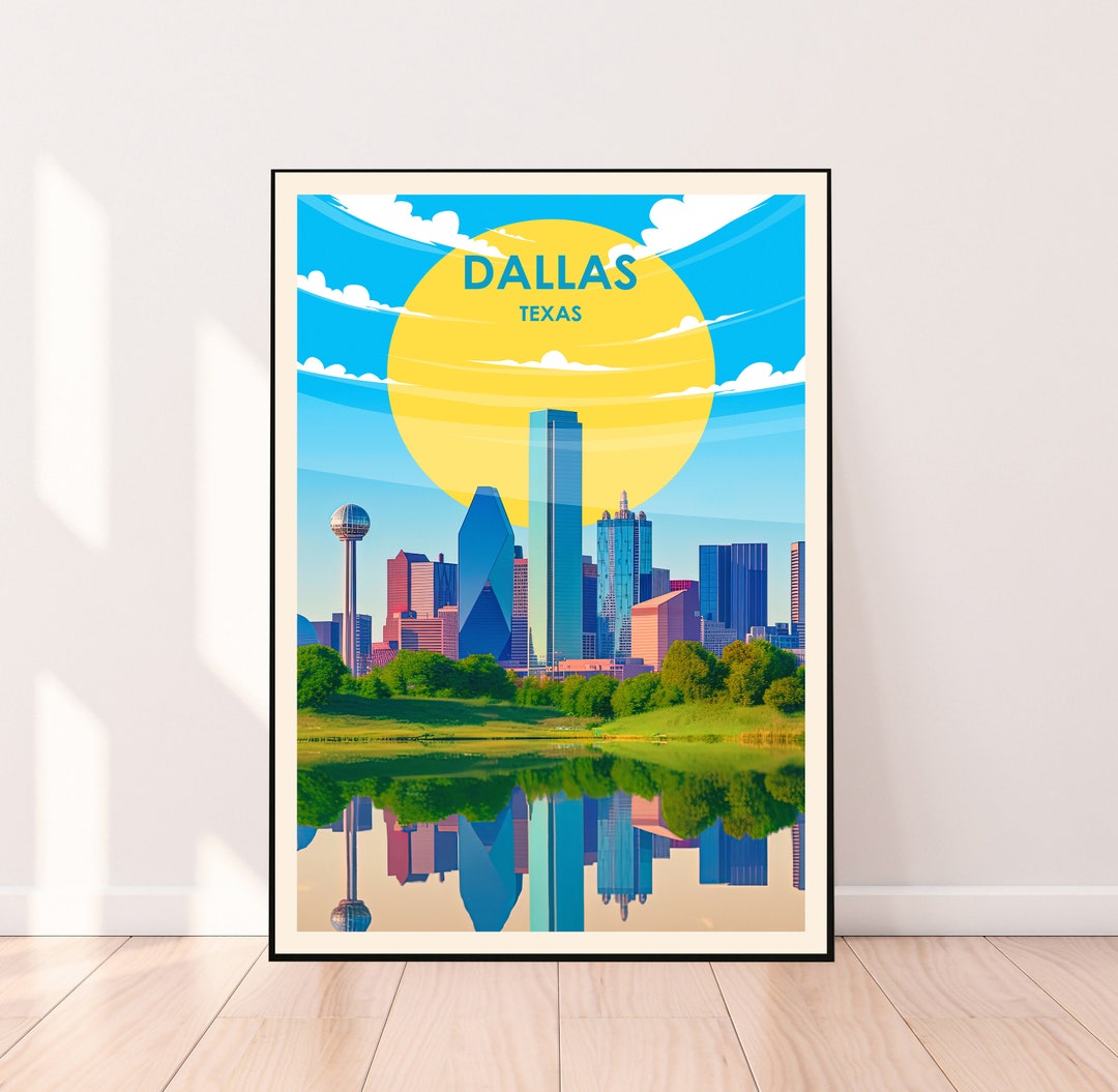 Affiche de Dallas, Dallas Travel Art, Texas Print, Texas Travel ...