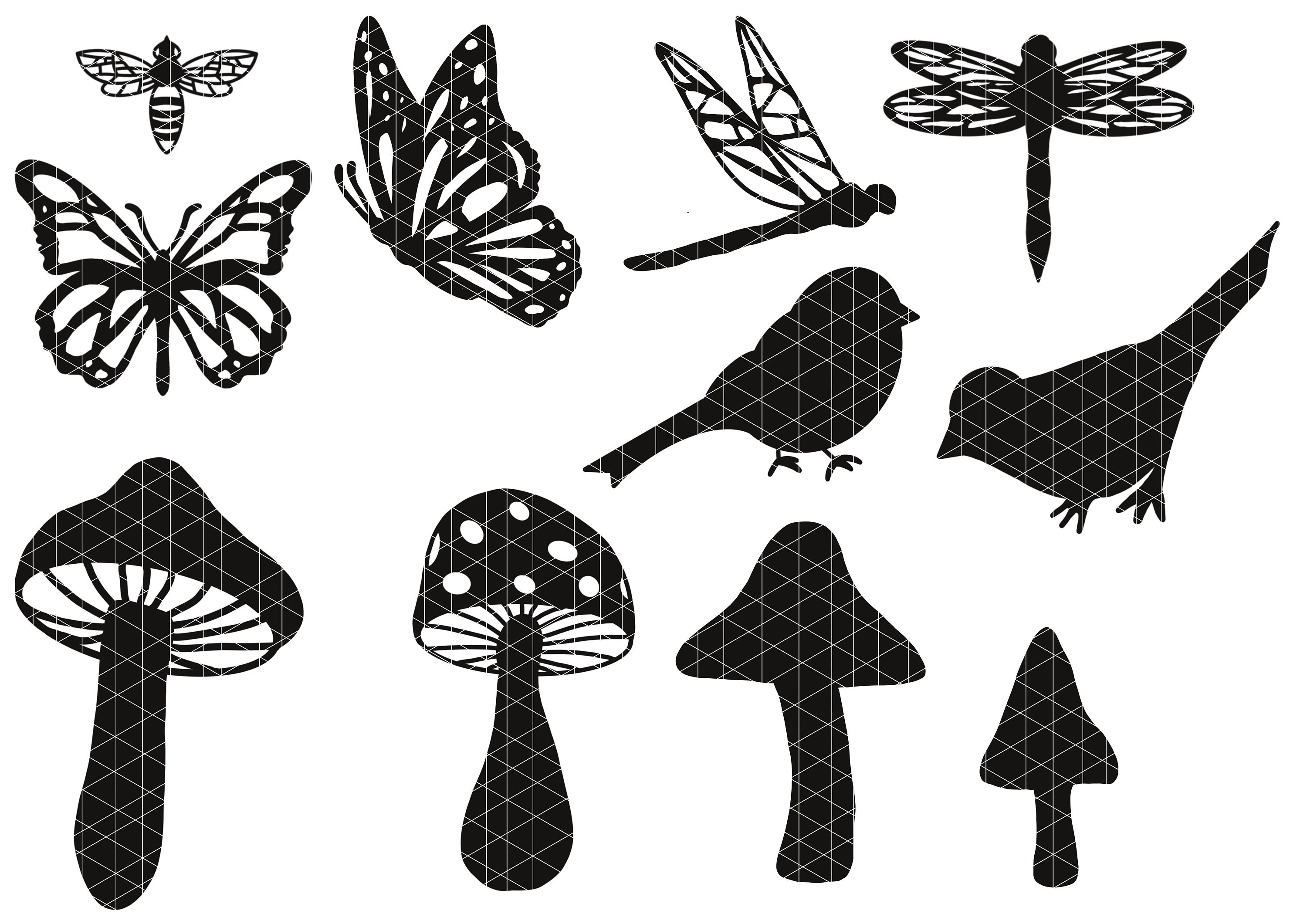 SVG PNG PDF Flower Meadow Birds Insects Flowers Plotter File - Etsy