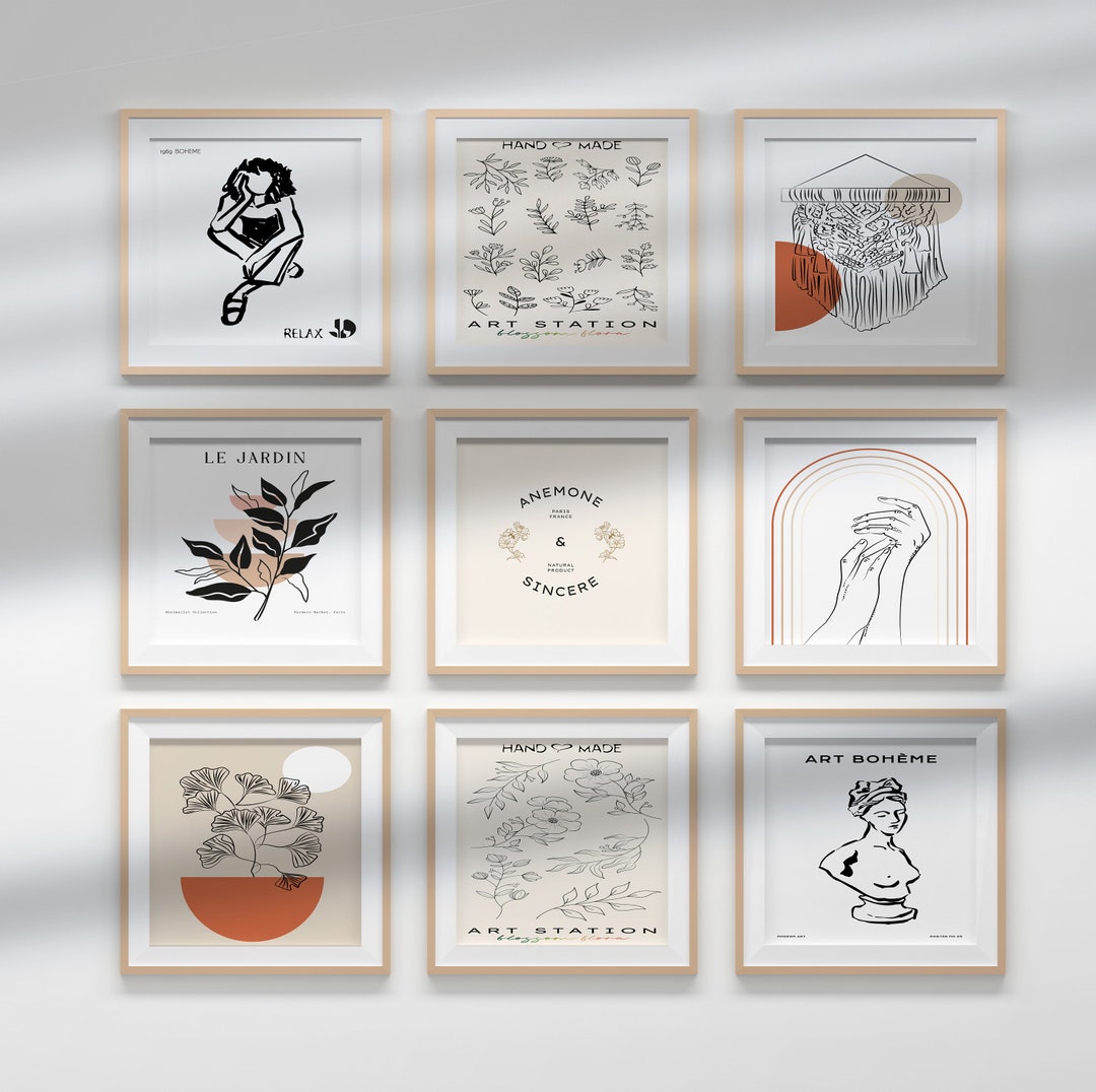 9 Minimalist Interior Art Design Hand-made Collection Boho - Etsy