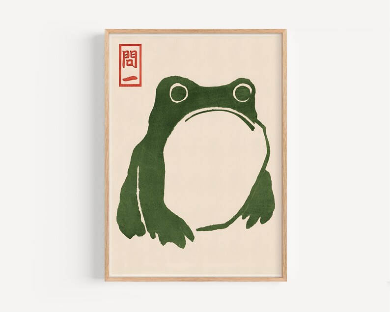 Matsumoto Hoji Grumpy Toad Art Print | Japanese Vintage Poster (digital ...