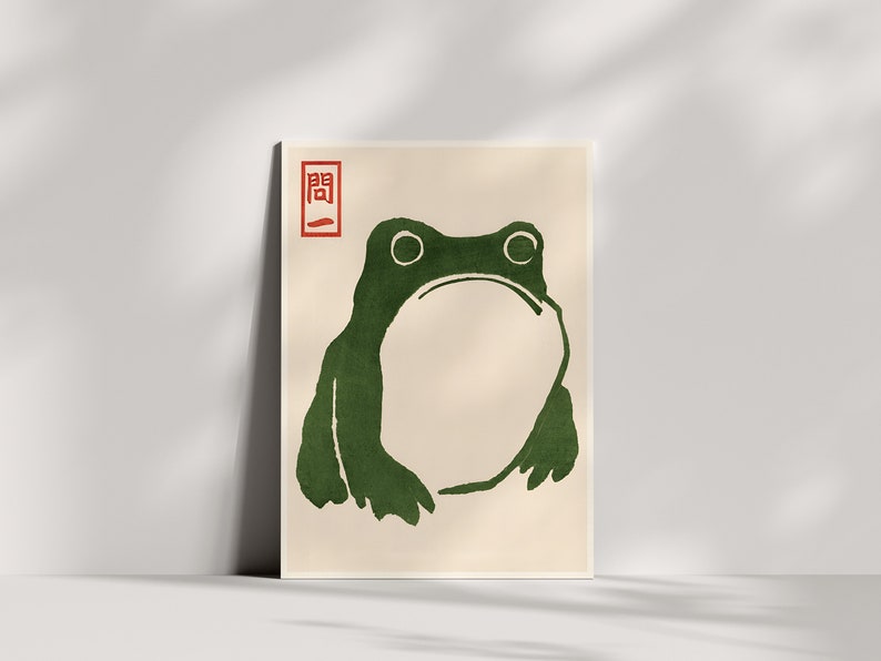 Matsumoto Hoji Grumpy Toad Art Print | Japanese Vintage Poster (digital ...