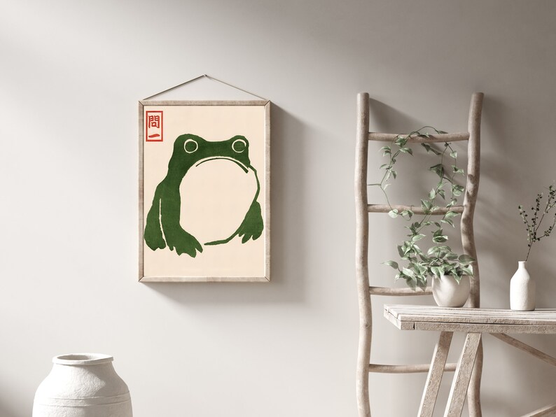 Matsumoto Hoji Grumpy Toad Art Print | Japanese Vintage Poster (digital ...