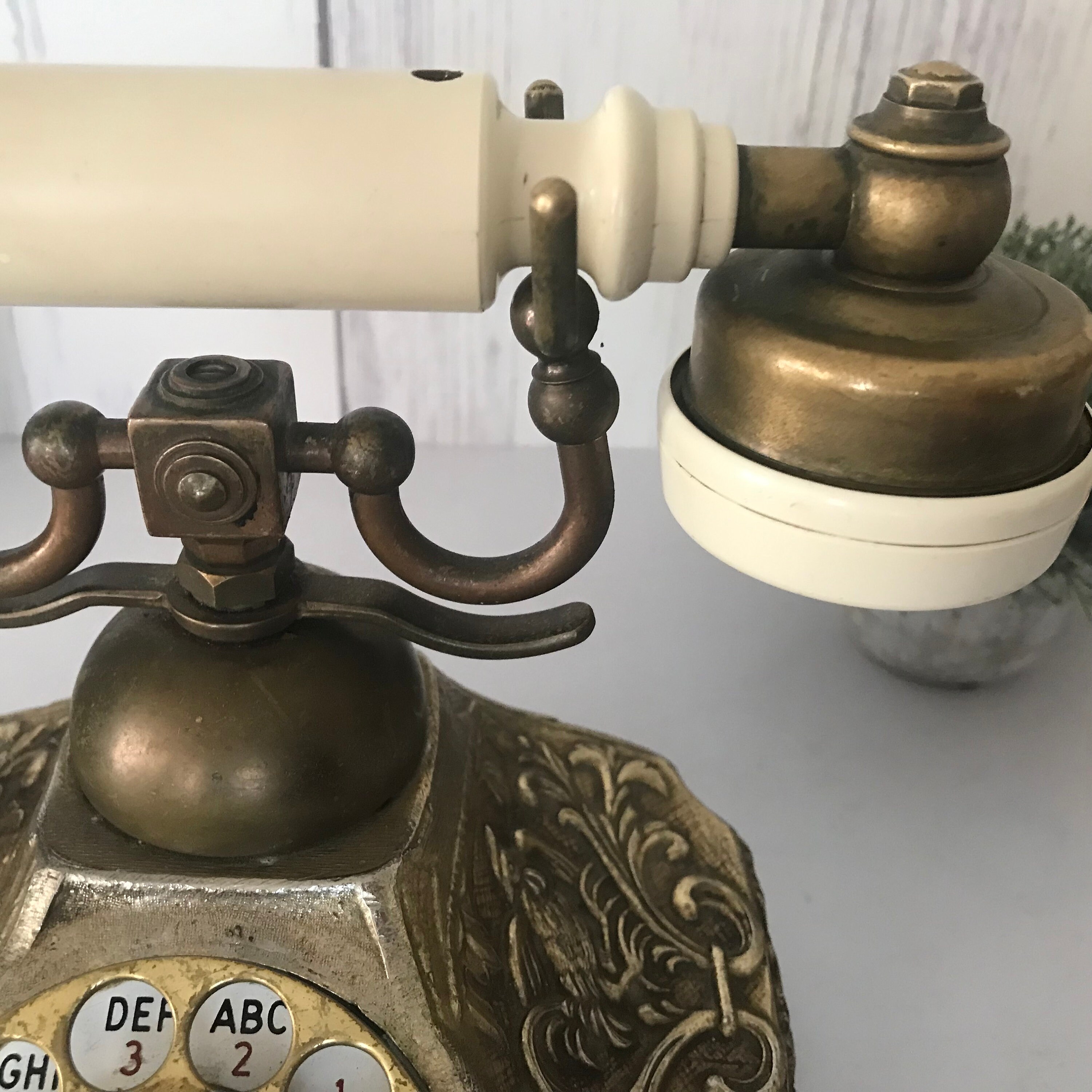 1970 Hollywood Regency Rotary Telephone, Antique Phone, Vintage Brass ...