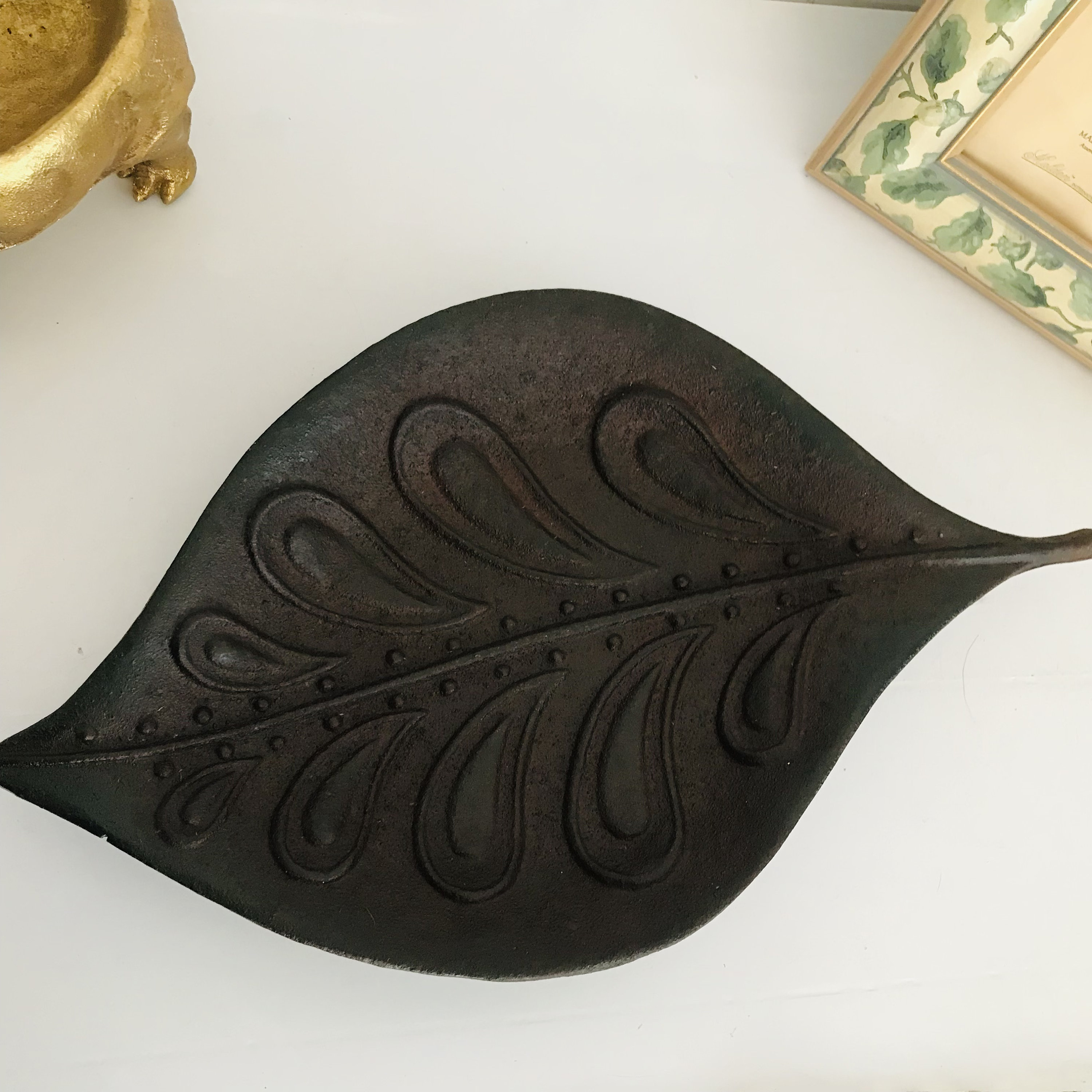 Antique Cast Iron Leaf, Wall Hanging Cast Iron Leaf, Bird Bath, Garden ...