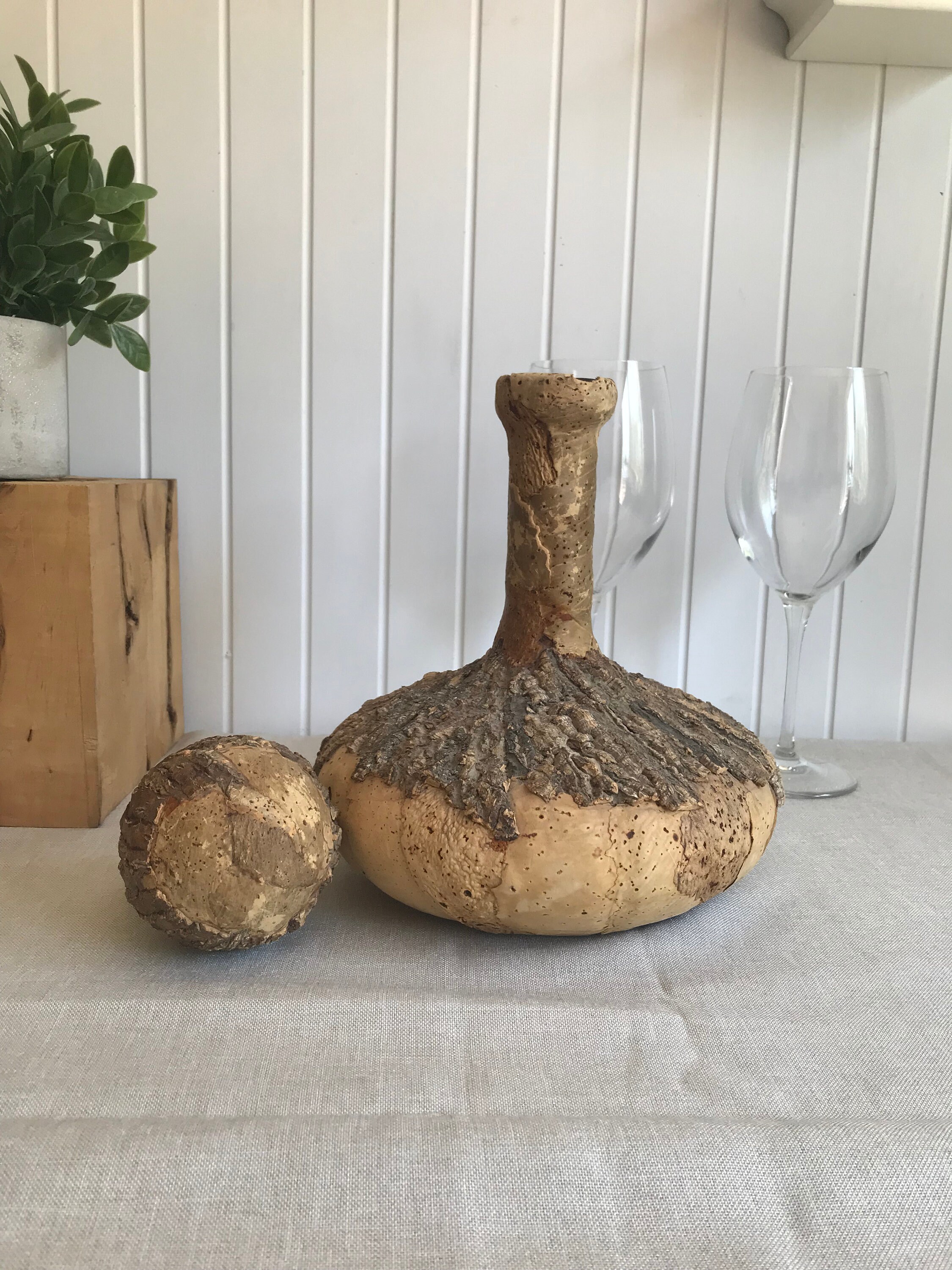 Vintage Italian Cork Decanter-liquor Bottle-rustic Mid-century-bark ...