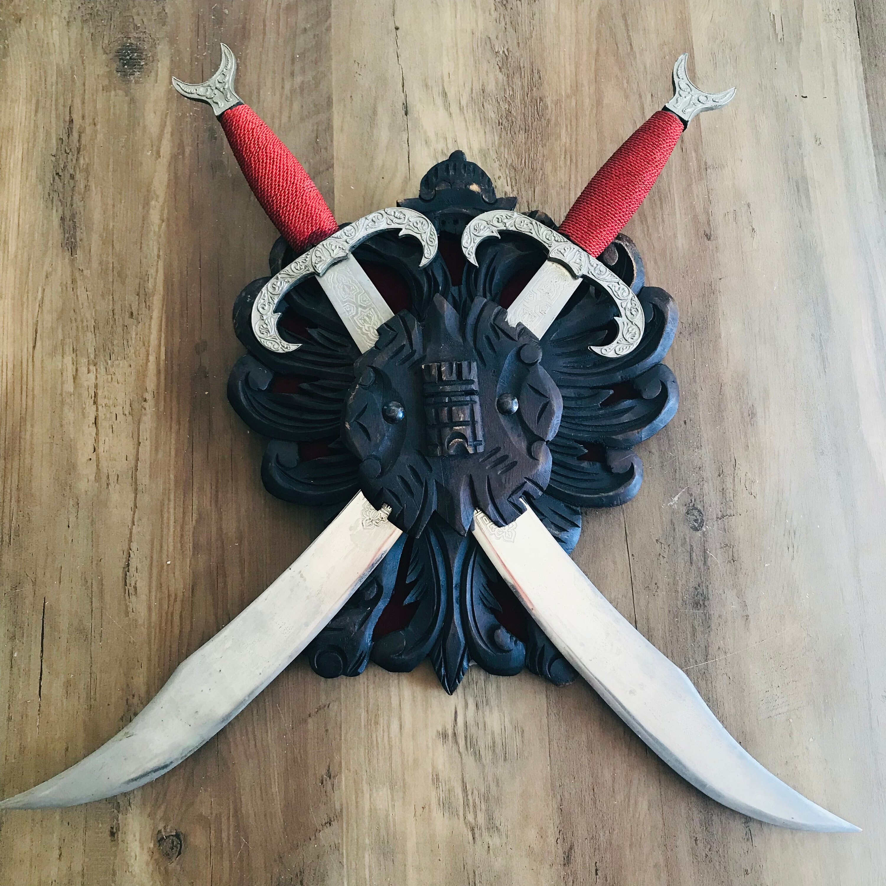 Rare Crossed Sabers Coat of Arms Crest of Toledo, Carved Walnut and ...