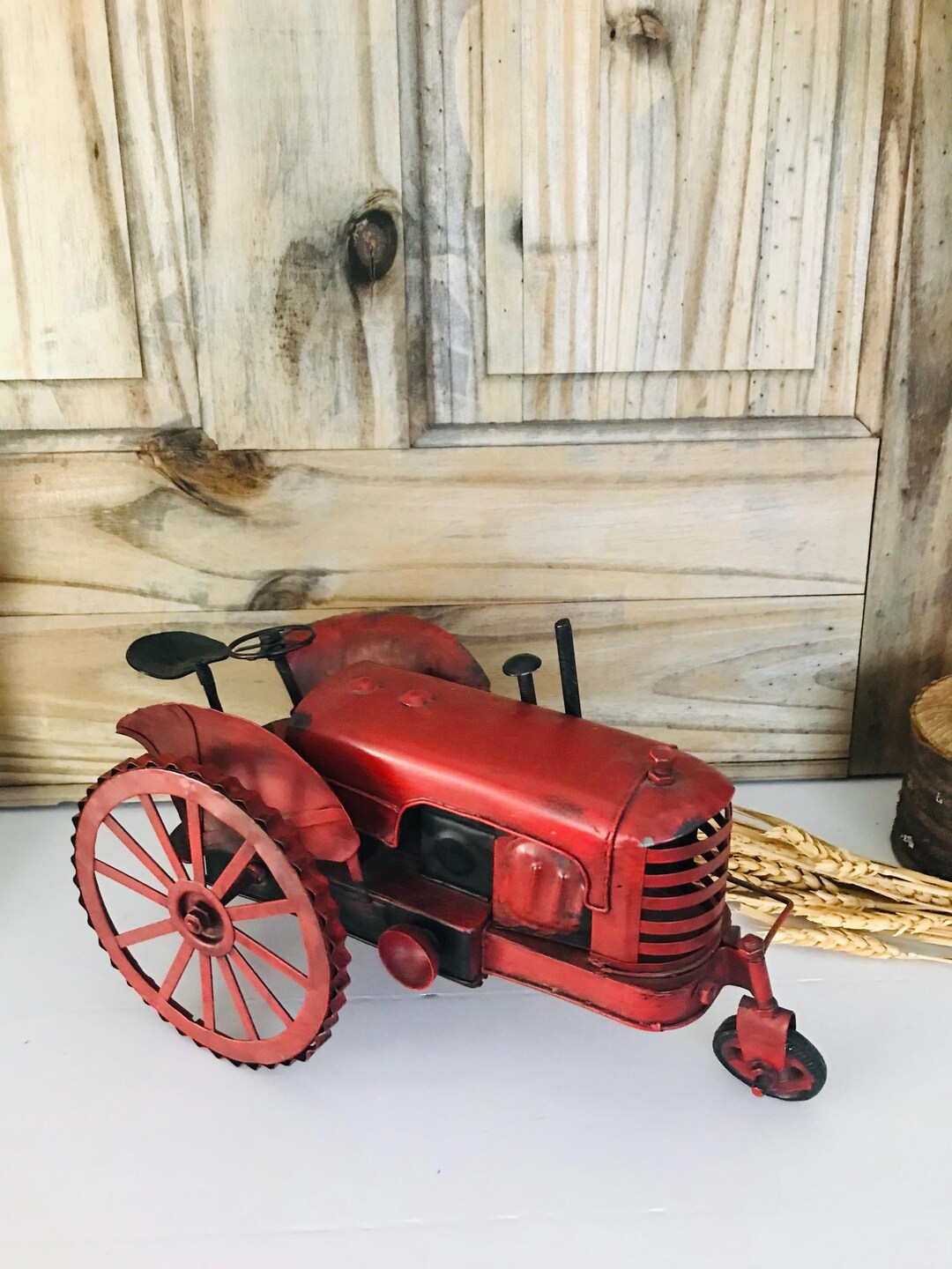 Red Tractor Miniature, Vintage Metal Tractor Reproduction, Old Red ...
