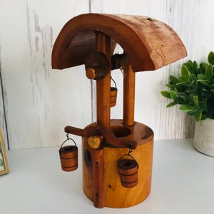 Vintage Wooden Well, Wishing Well, Handmade Wood Water Well, Farmhouse ...