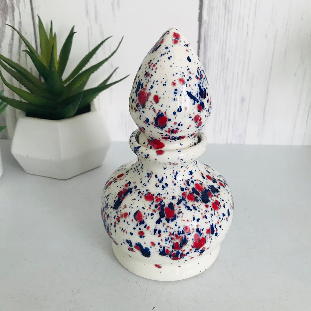 Vintage Ceramic Perfume Bottle, Art Pottery Speckled Splattered Glaze ...