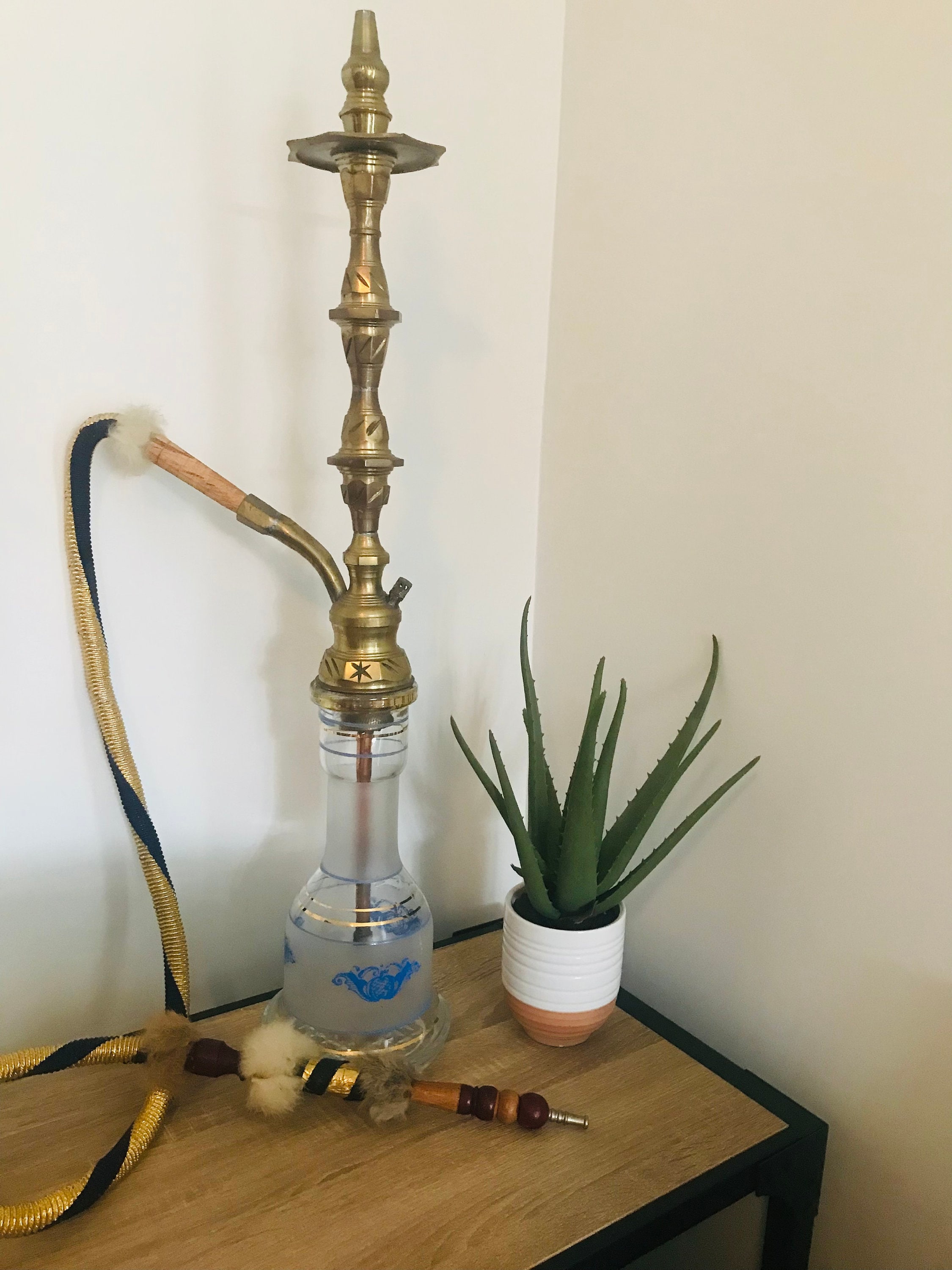 Hukka, Brass Vintage Hookah, Hand Engraved Brass Narguilé, Vintage Unique Home Decor ...
