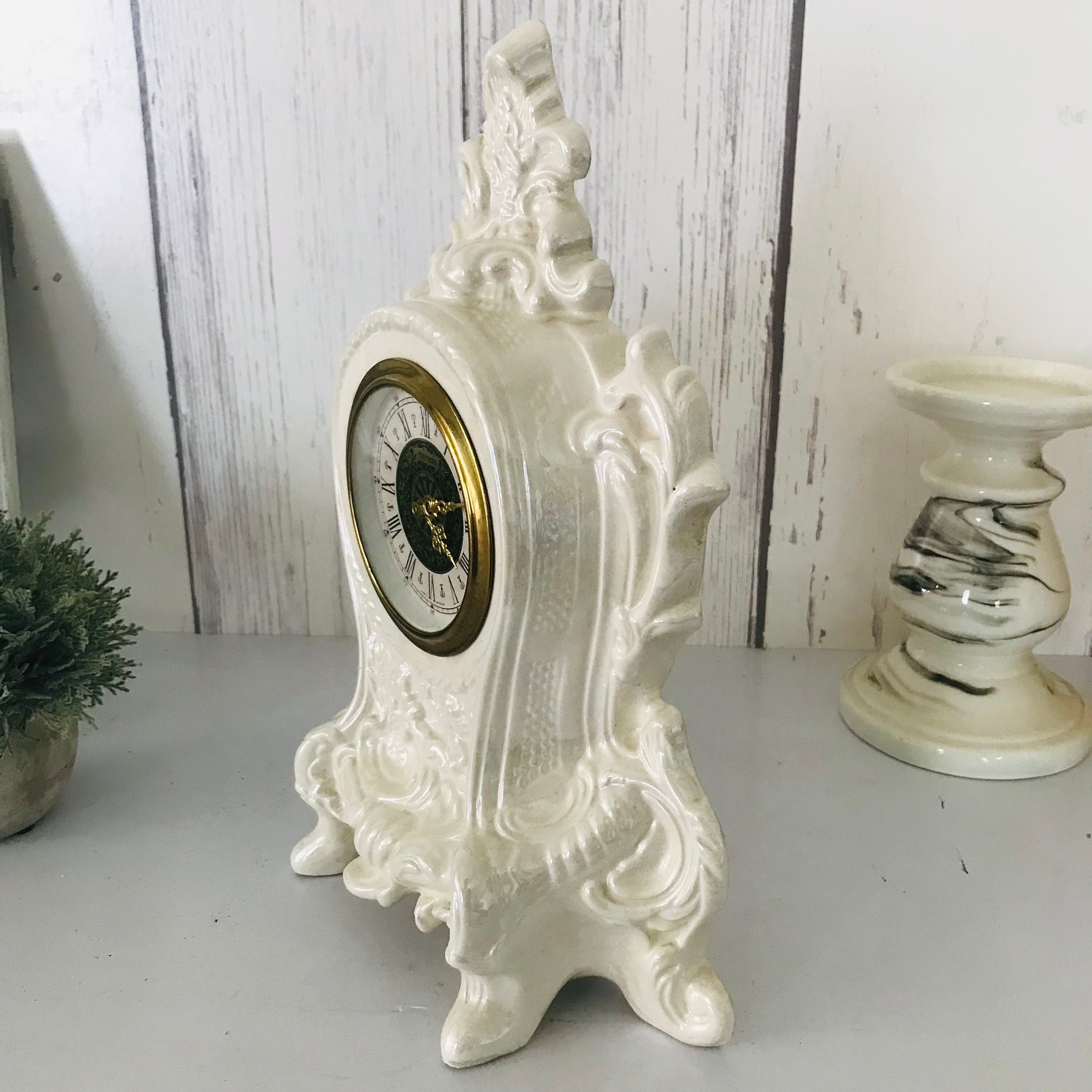 Mercedes Wind up Mantle Clock Signed, Vintage MCM Ceramic Mantle Clock ...
