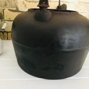 Antique Cast Iron Kettle, Heavy Metal Tea Pot, Kettle Large Cast Iron ...