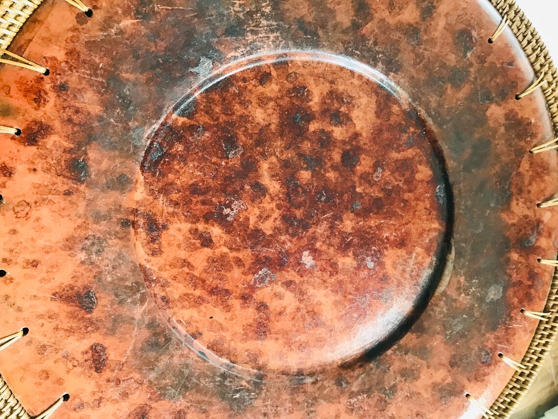 Indonesian Sasak Pottery Decorative Tamarin Brown Plate Wicker Trim ...