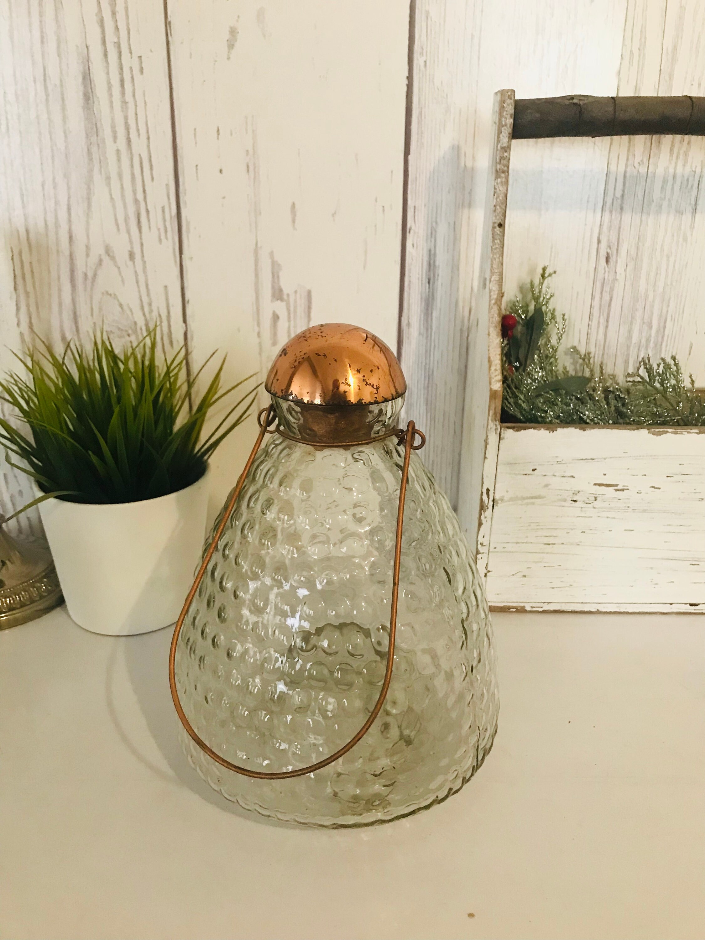 Midcentury Glass Lantern Storm Lantern Clear Glass Lampe - Etsy