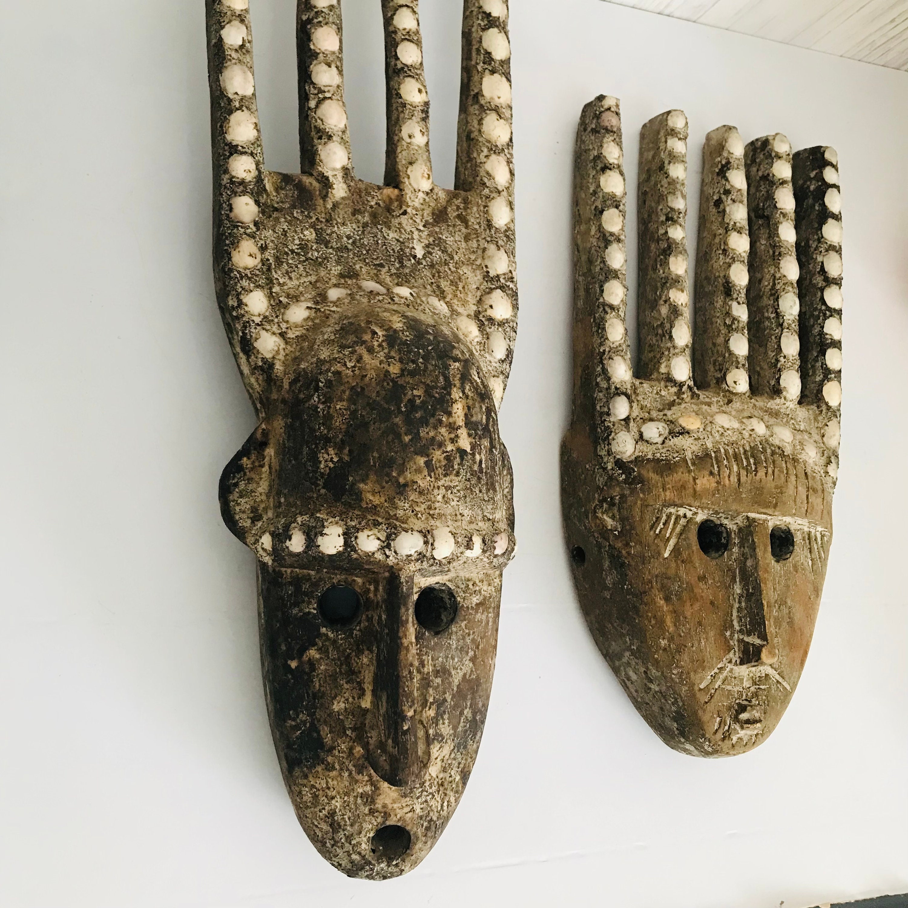 Vintage Set of Bamana, N'tomo Horned Mask, Mali, Rare Wood Bambara Mask ...