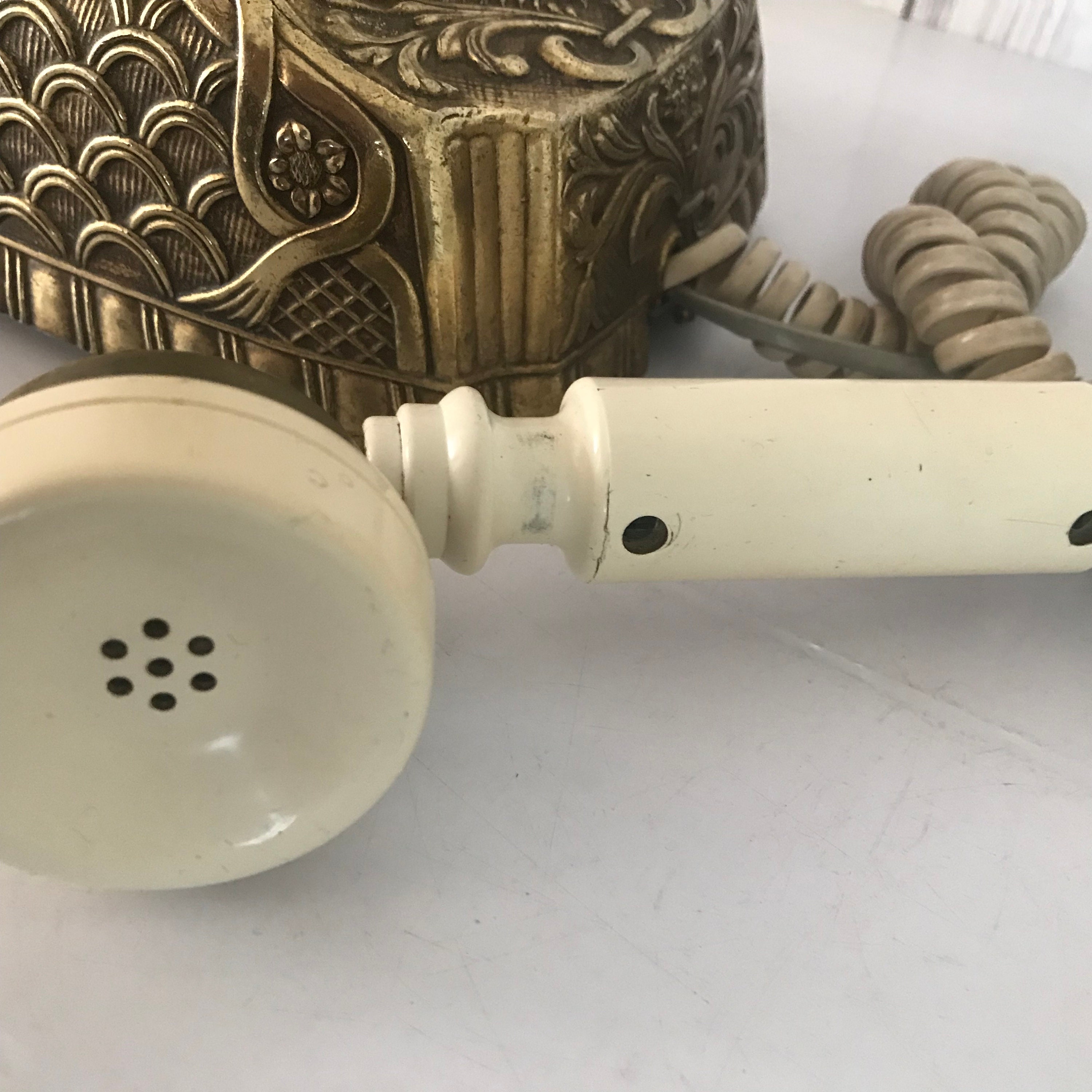 1970 Hollywood Regency Rotary Telephone, Antique Phone, Vintage Brass ...
