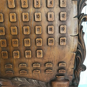 Vintage Wooden Perpetual Calendar, Hand Carved French Calendar, Wood ...