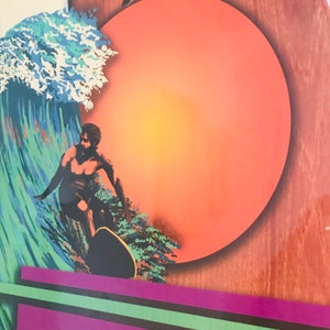 Vintage Ocean Panel, Vintage Lizard Skim Board, Vintage Surfboard, Wave ...