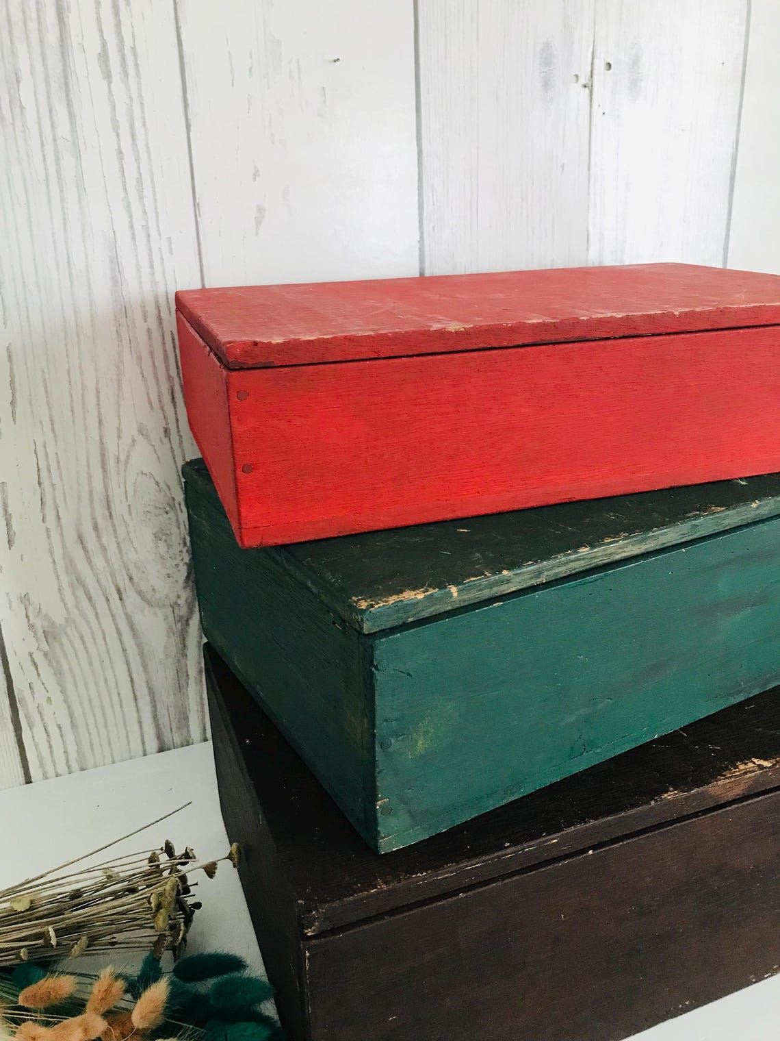 Vintage Primitive Wood Box Set, Rustic Farmhouse Decor - Etsy