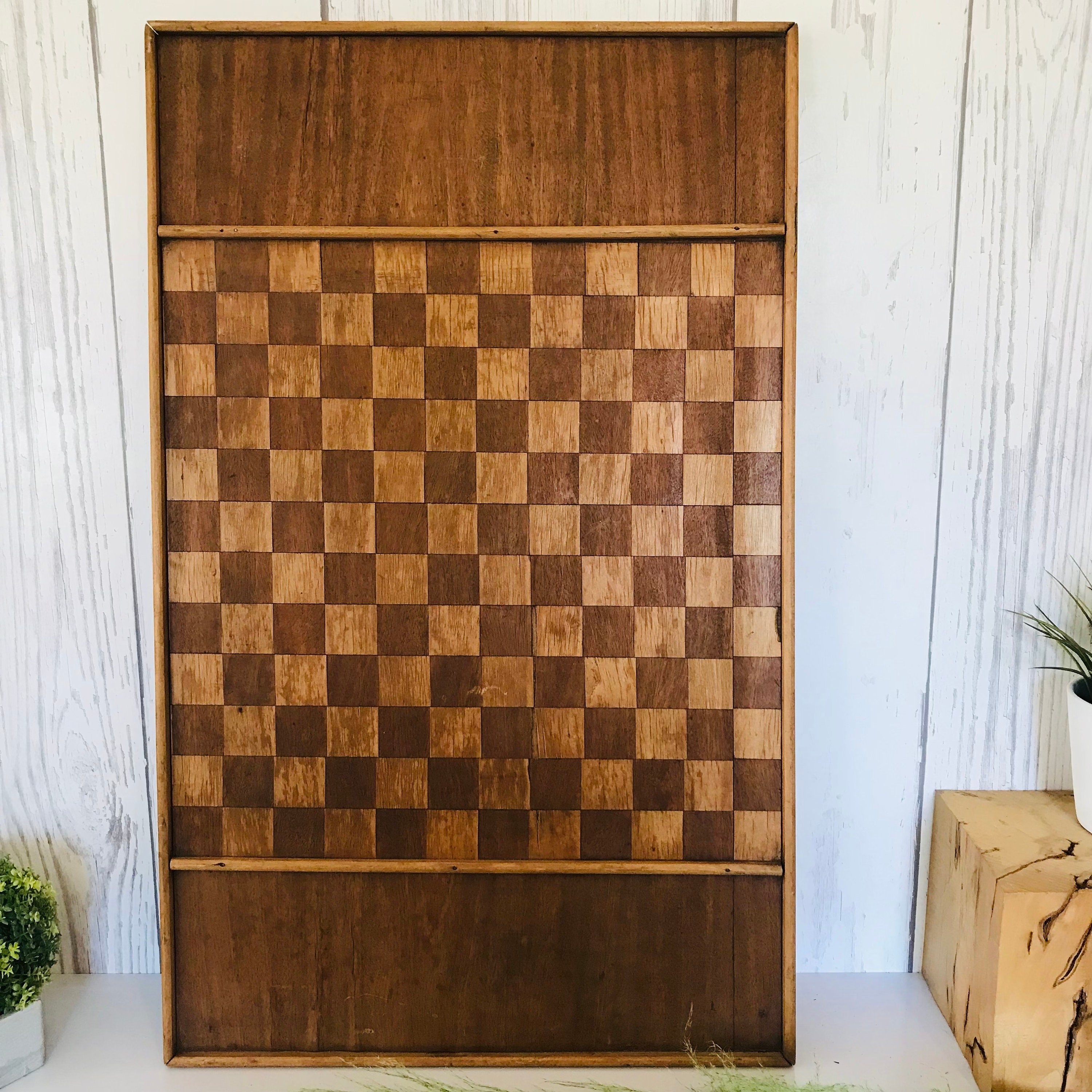 Antique Wooden Checker Board, Vintage 2 Sides Chess Board, Circa 20's ...