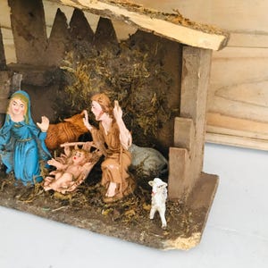 Vintage Fontanini Wood Nativity Small Creche Made in Italy, Mid Century ...