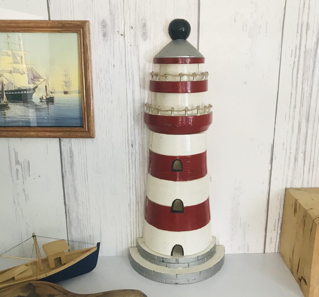 Vintage Lighthouse Key Cabinet, Lighthouse Wall Clock, Vintage Wooden ...