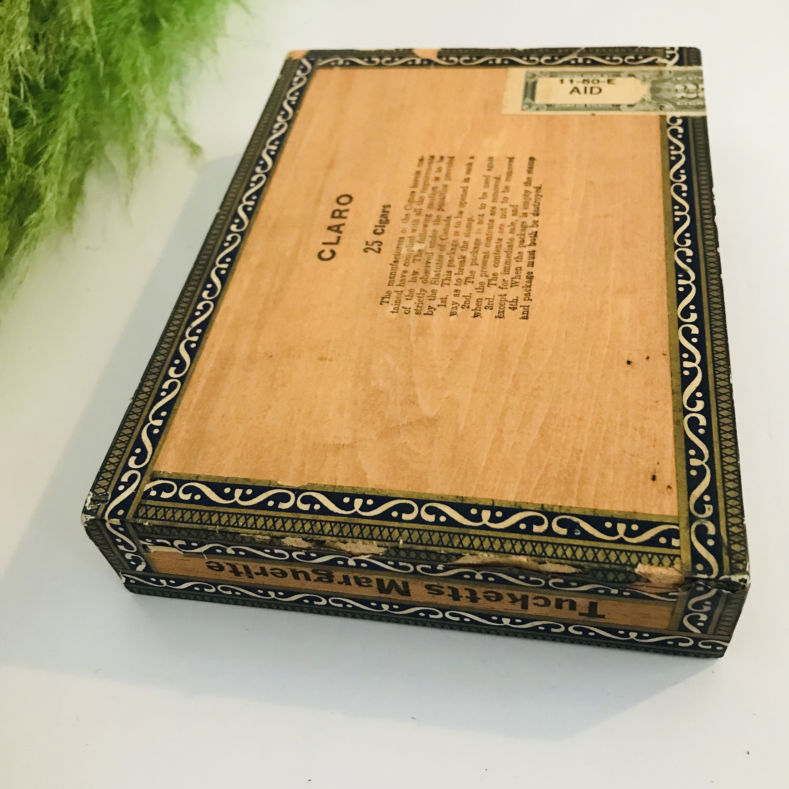 Antique Cigar Box, Antique Tucketts Marguerite Cigar Box, Wooden Cigar ...