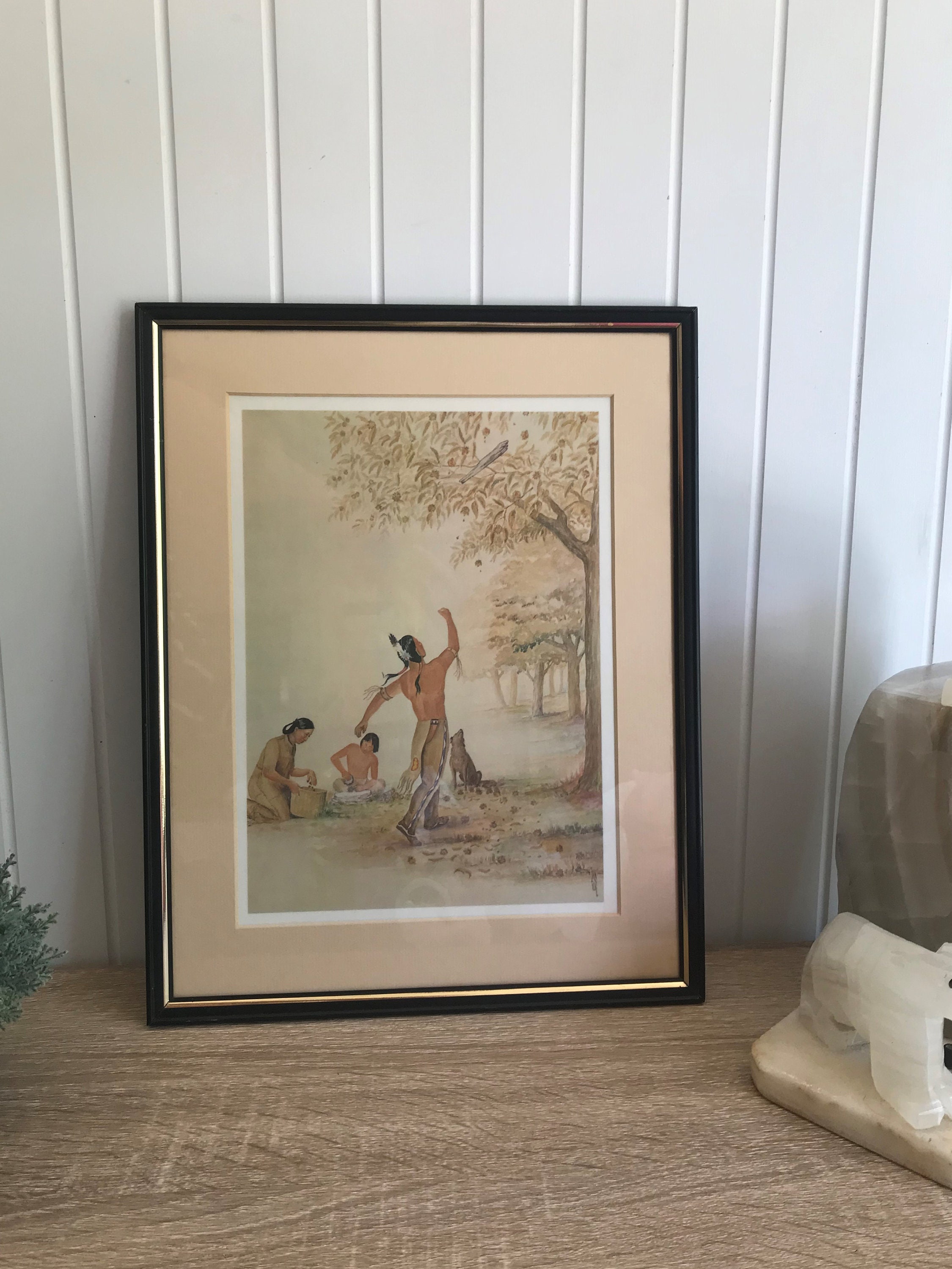 Iroquois Painting, 70's Reproduction of Ernest Smith Seneca Iroquois ...