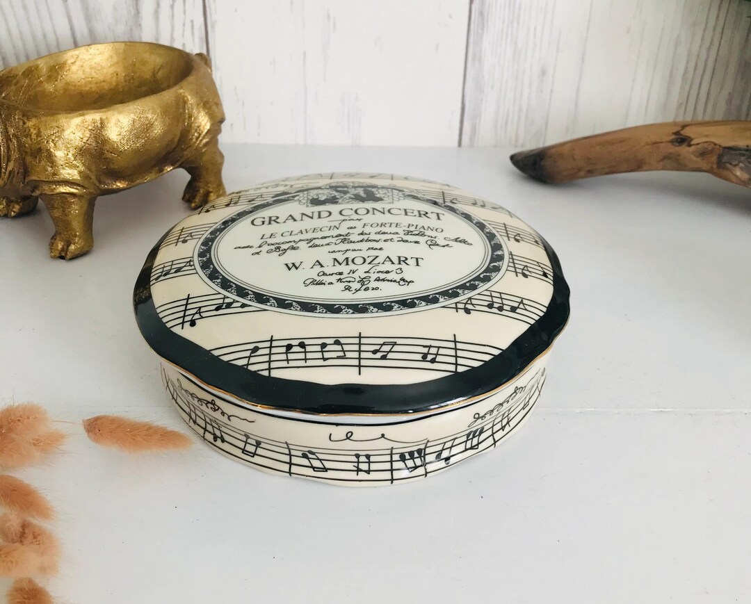 Classical Music Mozart Piano Notes Opera Bowl, Ceramic Lidded Dish ...