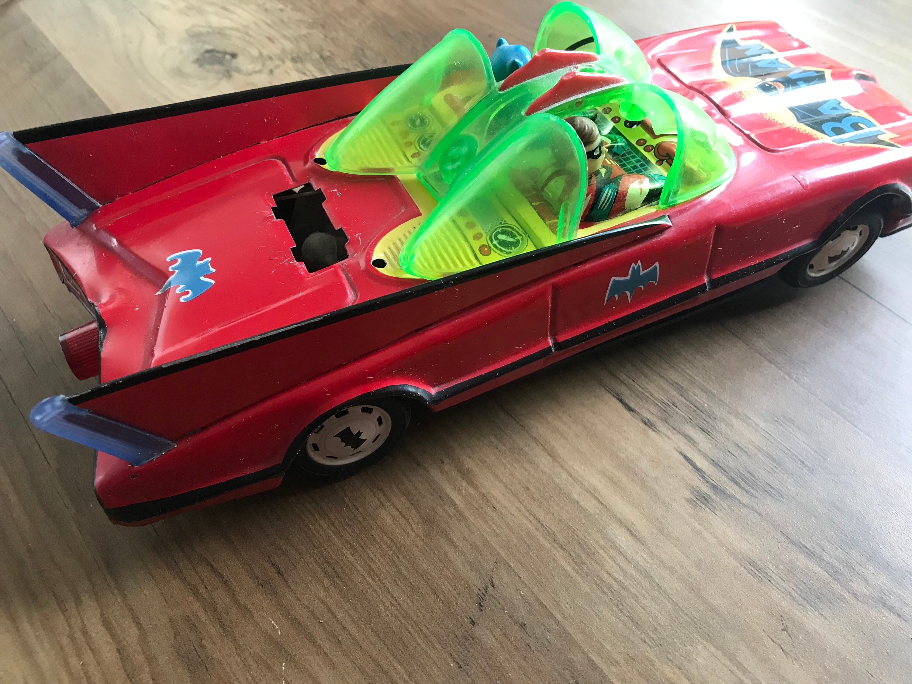 Rare Vintage 1960 Batman and Robin Red Tin Batmobile Aoshin 11, Rare ...