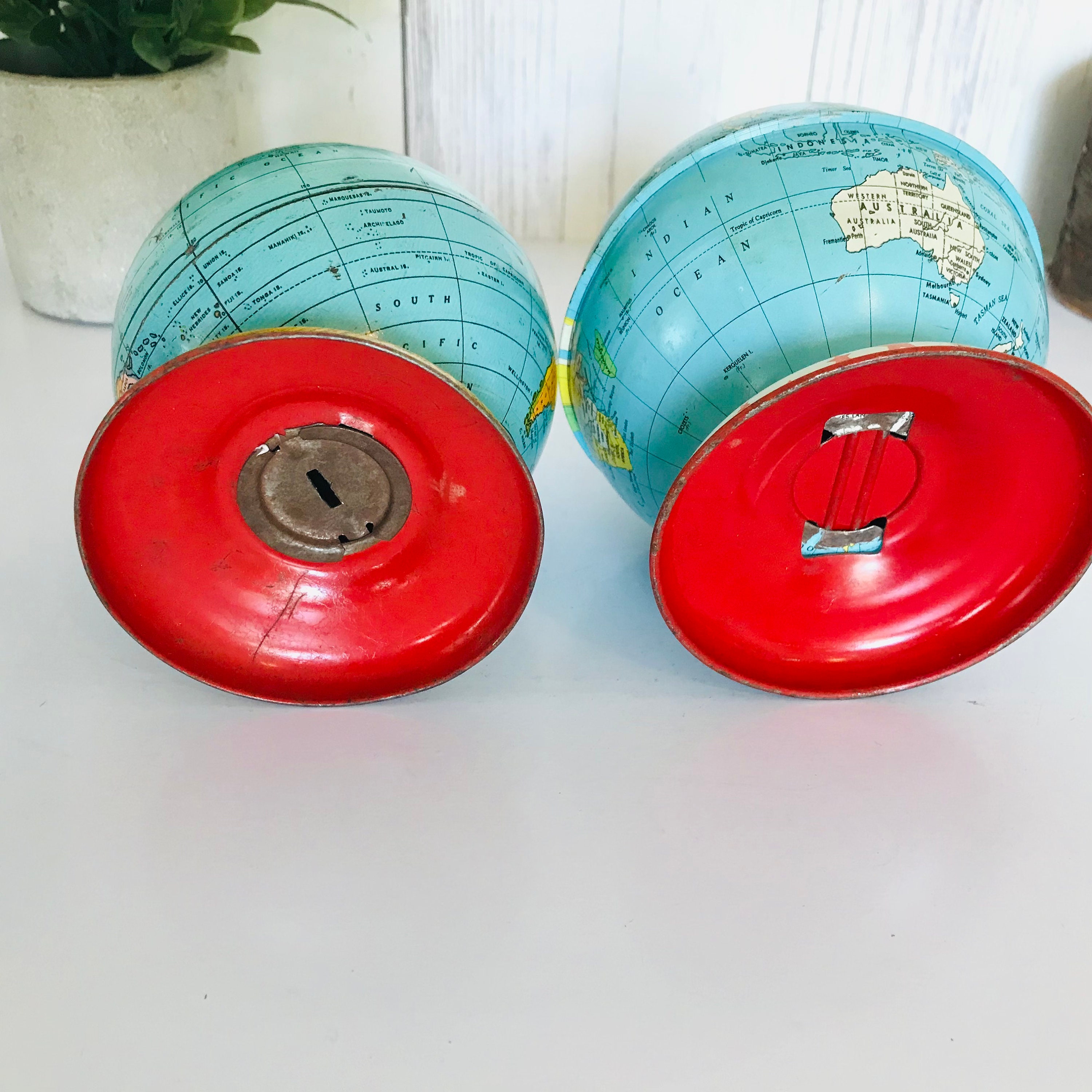 Vintage Coin Bank World Globe Piggy Bank Vintage J. Chein & - Etsy