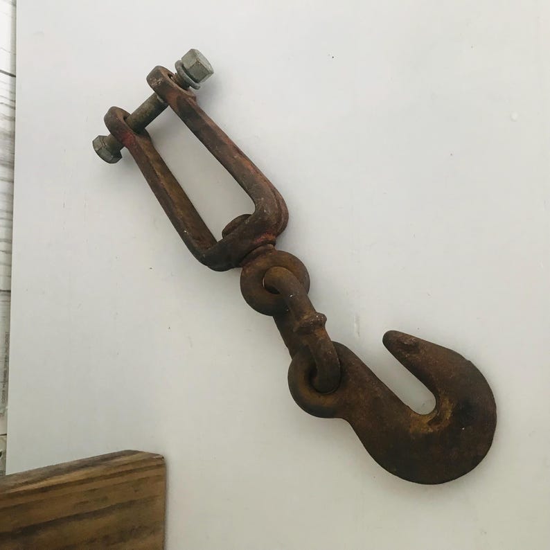 Large Vintage Iron Swivel Industrial Rigging Crane Lifting Hook, Heavy ...