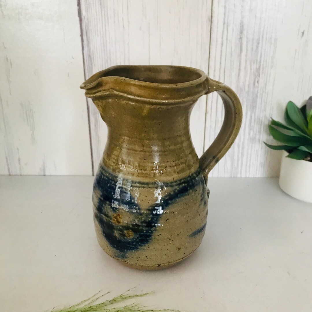 Vintage Stoneware Water Pitcher, Studio Pottery Water Pitcher, Wheel ...