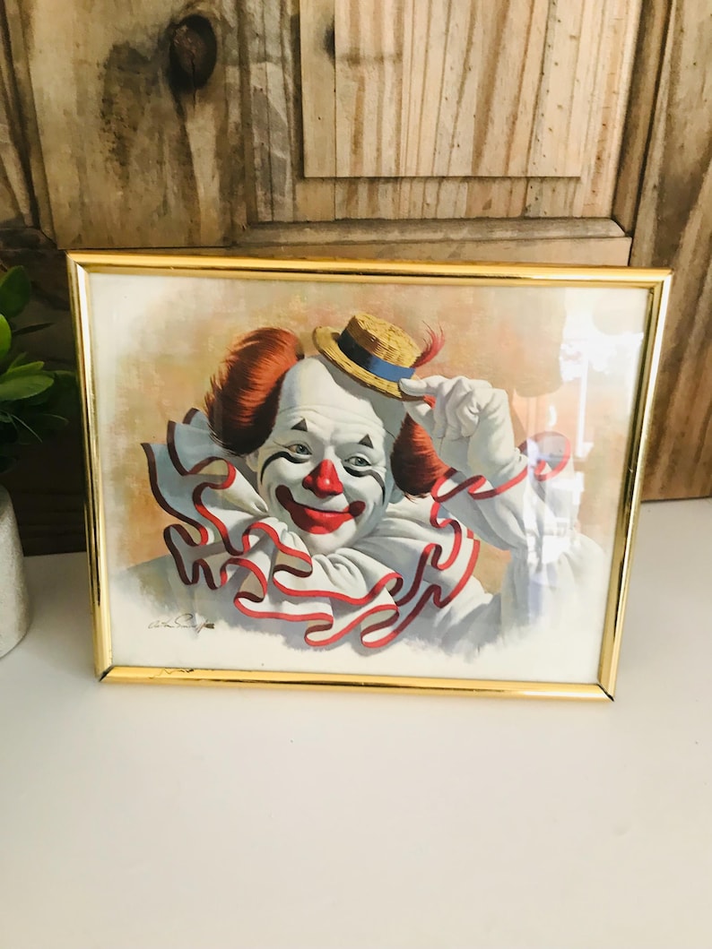 Arthur Sarnoff Elmo the Clown Lithograph, Framed Vintage Art - Etsy