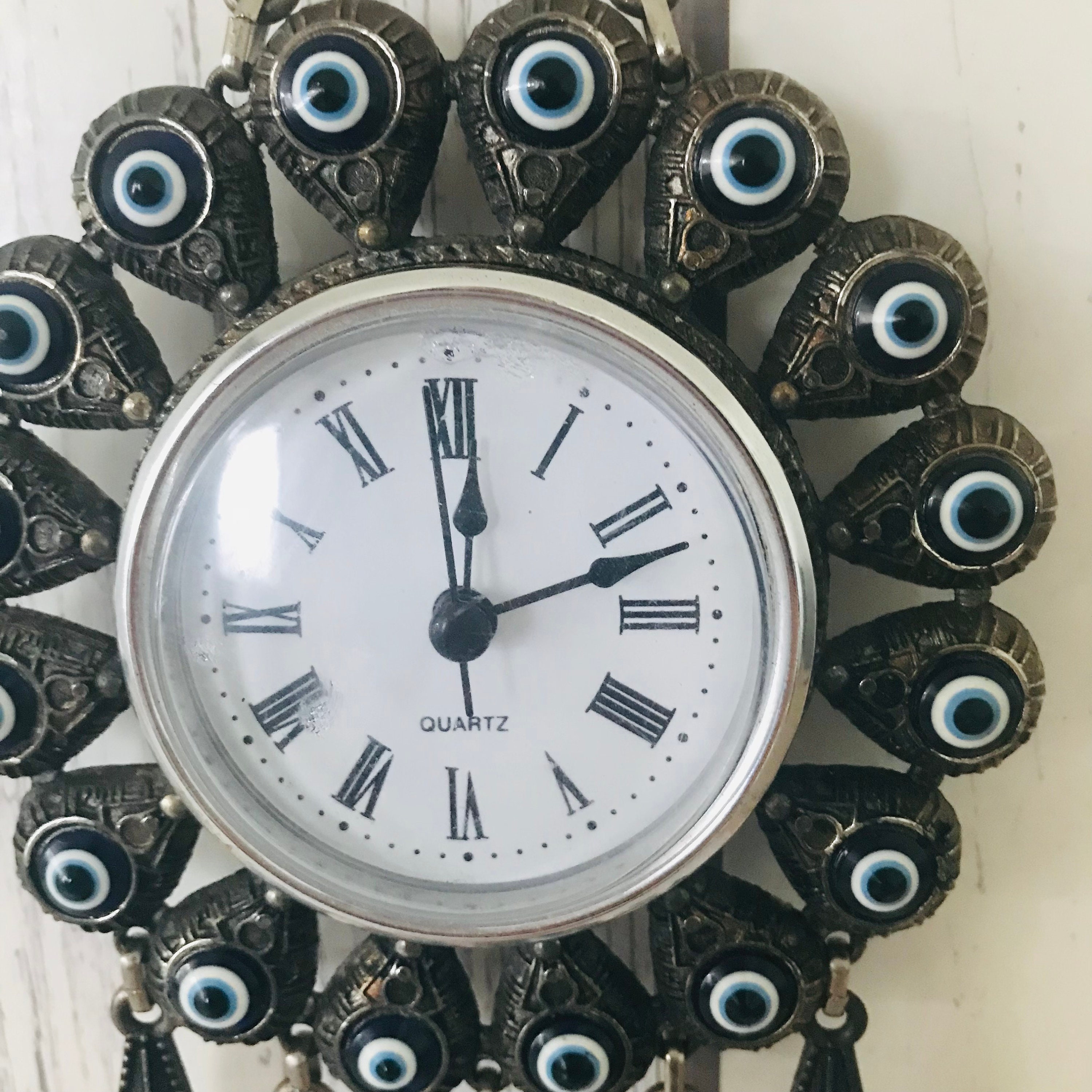 Vintage Evil Eye Clock, Evil Eye Wall Hanging, Evil Eye Gifts, Nazar ...