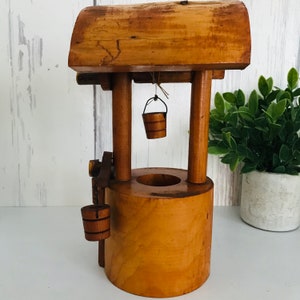 Vintage Wooden Well, Wishing Well, Handmade Wood Water Well, Farmhouse ...