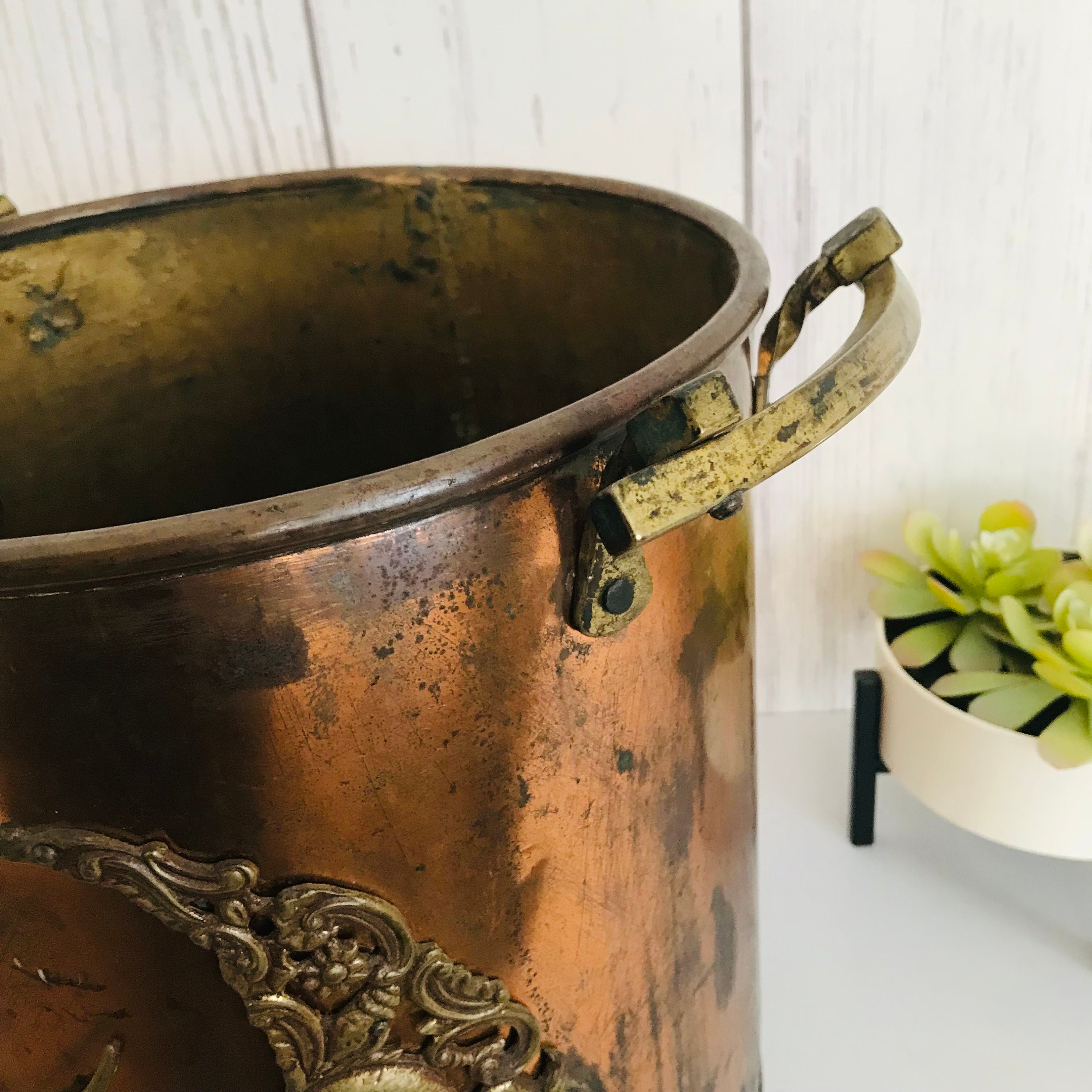 Rare Antique Tibetan Copper Brass Pot, Early 1900' S Hammered Copper ...