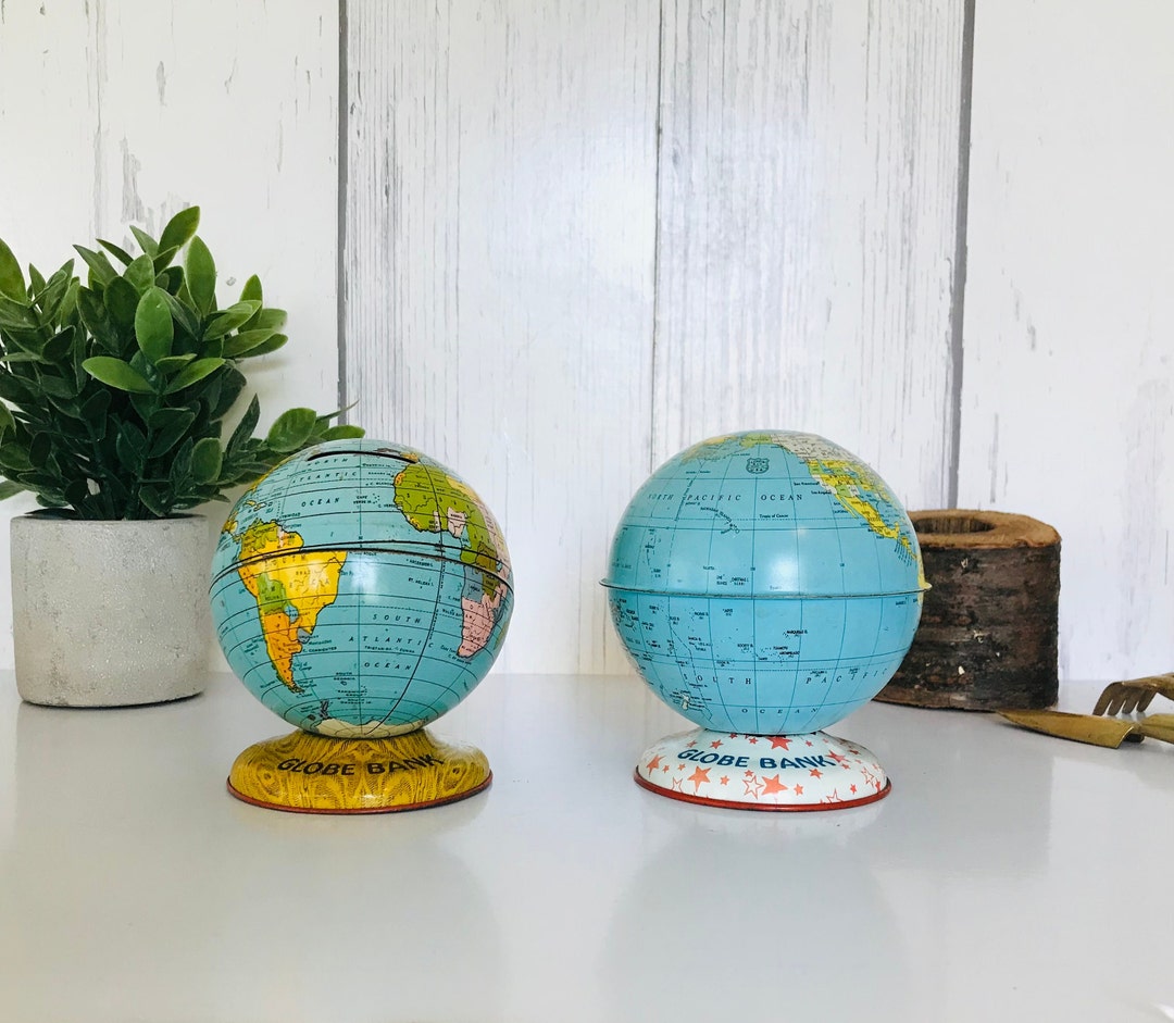 Vintage Coin Bank World Globe Piggy Bank Vintage J. Chein & - Etsy