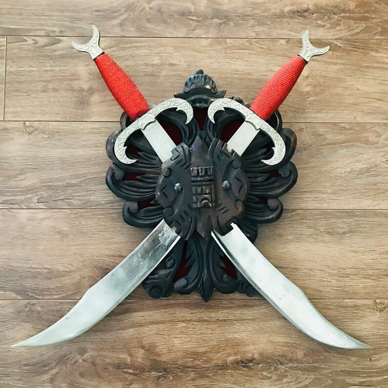 Rare Crossed Sabers Coat of Arms Crest of Toledo, Carved Walnut and ...