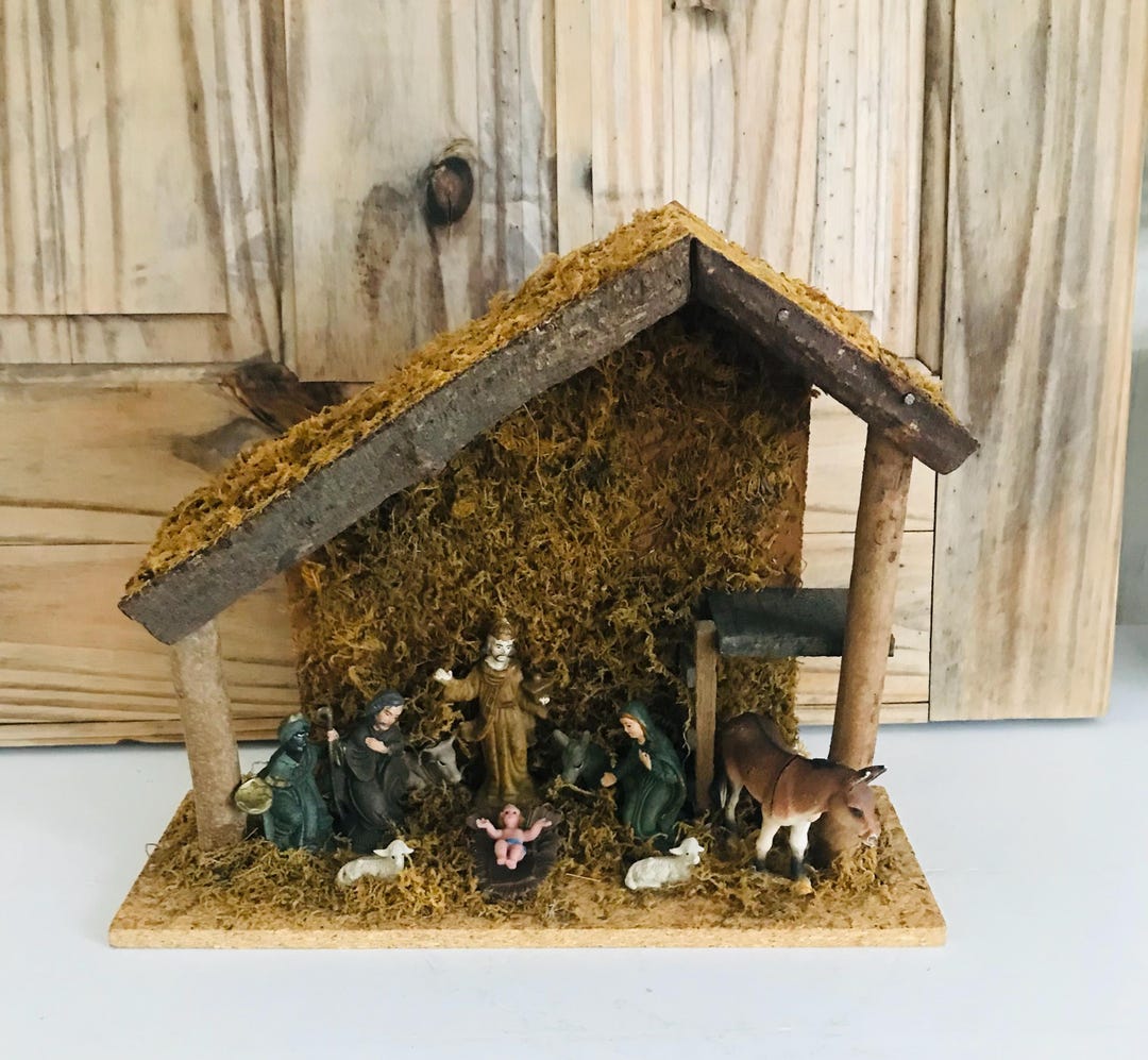 Vintage Wood Nativity Creche, Mid Century Nativity Set, Hand Craft ...