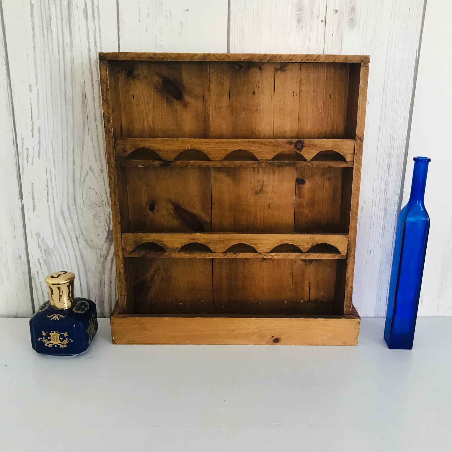 Antique Wall Trinket Shelf, Wood Miniature Display Wall Shelf Unit ...