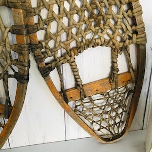 Vintage Wooden Snowshoes, Primitive Wooden Snowshoe, Beavertail Hand ...