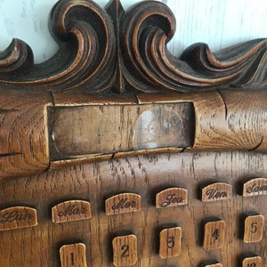 Vintage Wooden Perpetual Calendar, Hand Carved French Calendar, Wood ...