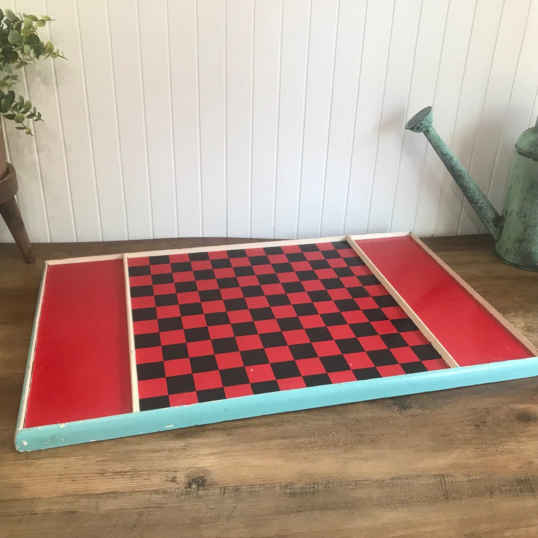 Antique Chess Board, Wooden Checker Board, Vintage Game Board, Chess ...