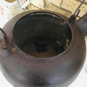 Antique Cast Iron Kettle, Heavy Metal Tea Pot, Kettle Large Cast Iron ...