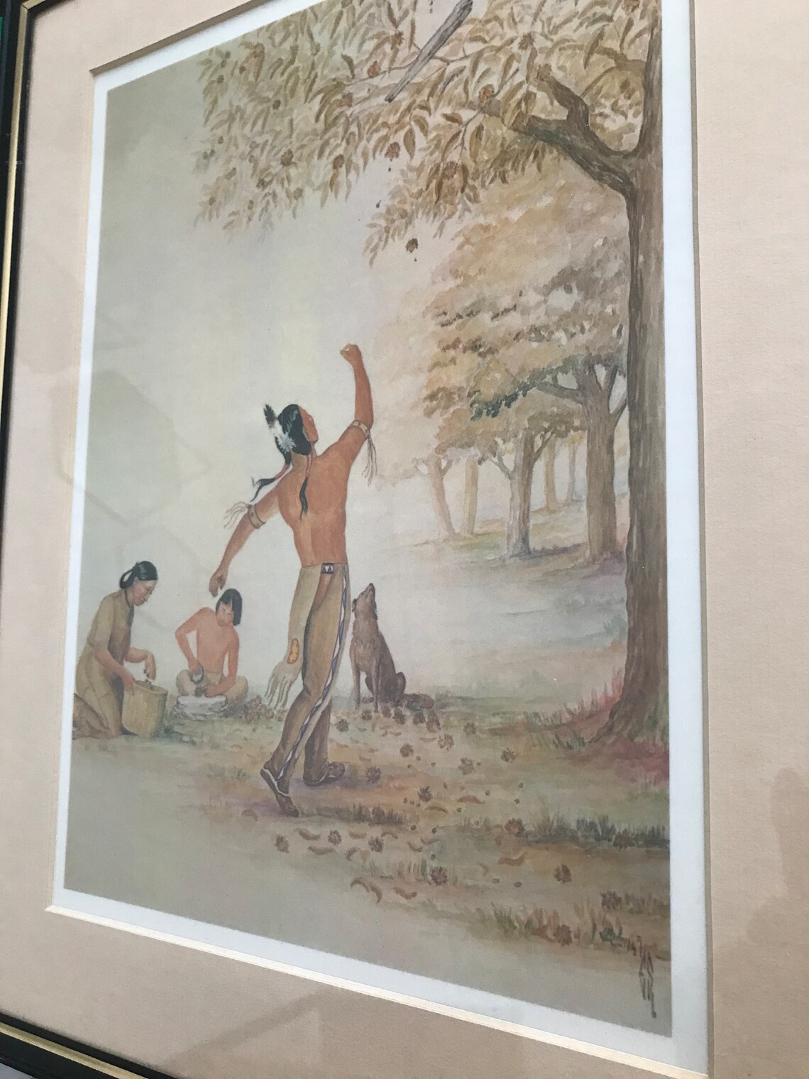 Iroquois Painting, 70's Reproduction of Ernest Smith Seneca Iroquois ...