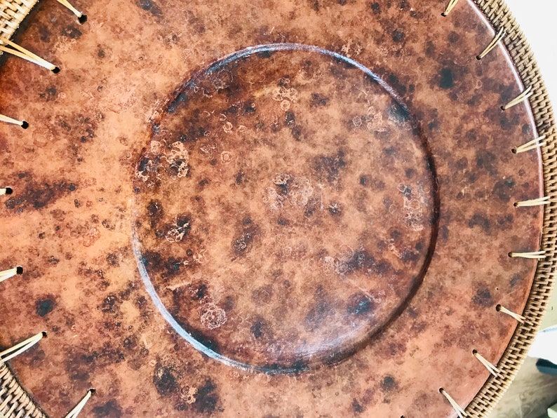 Indonesian Sasak Pottery Decorative Tamarin Brown Plate Wicker Trim ...