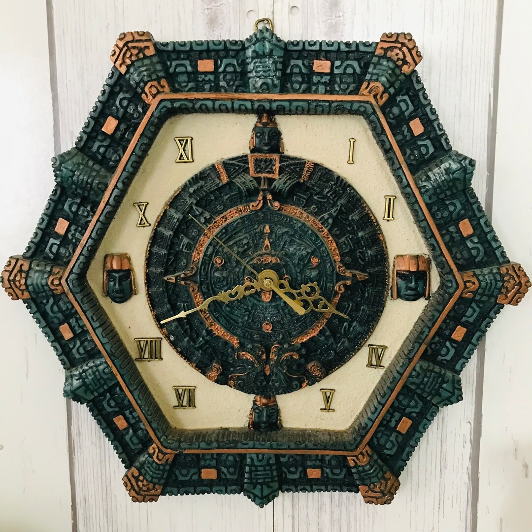 Vintage Mayan Aztec Wall Clock Decor Rare Souvenir Wall Art - Etsy