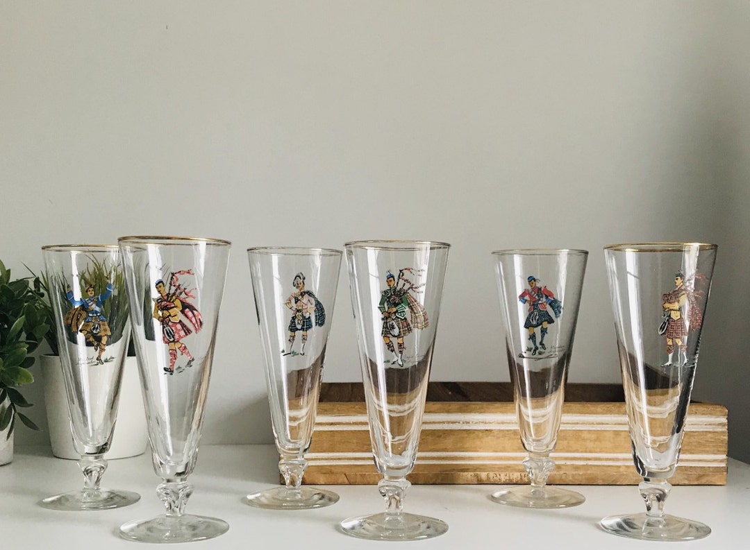 Vintage Libbey Glass, Scottish Highlander Stemmed Pilsner Glass Wallace ...