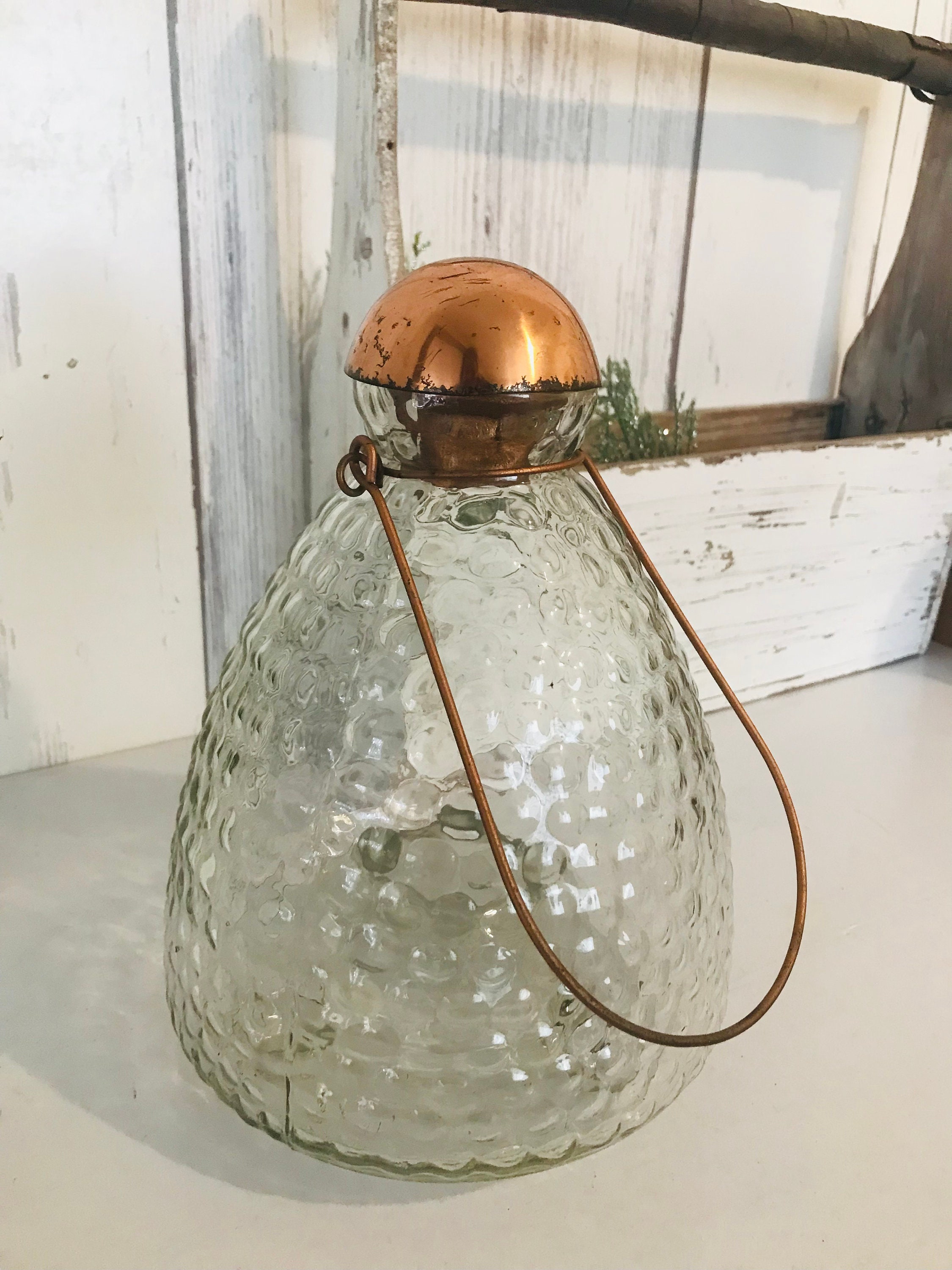 Midcentury Glass Lantern Storm Lantern Clear Glass Lampe - Etsy